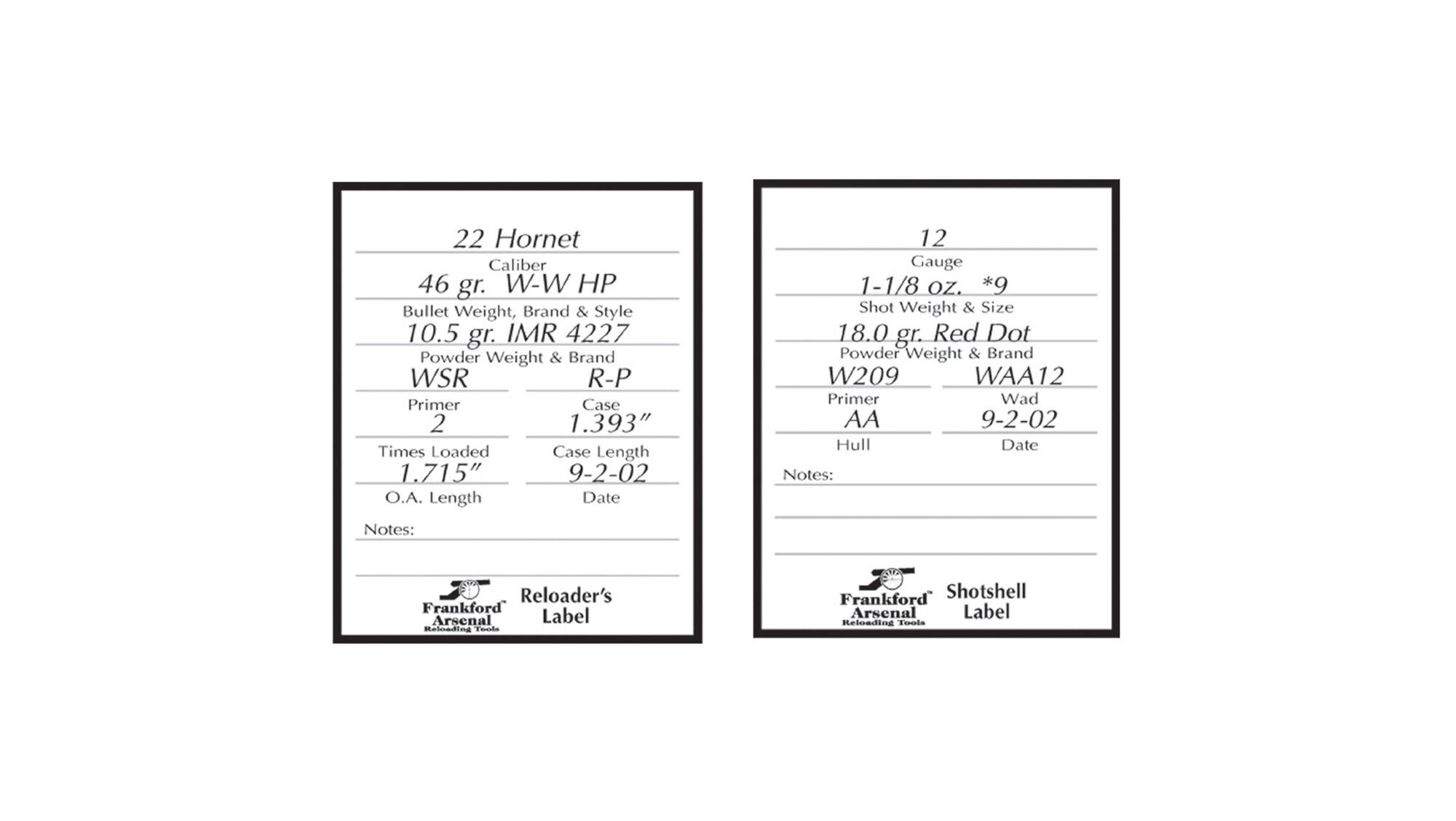 Pistol and Rifle Reloader's Labels - 100 Pack | Frankford Arsenal
